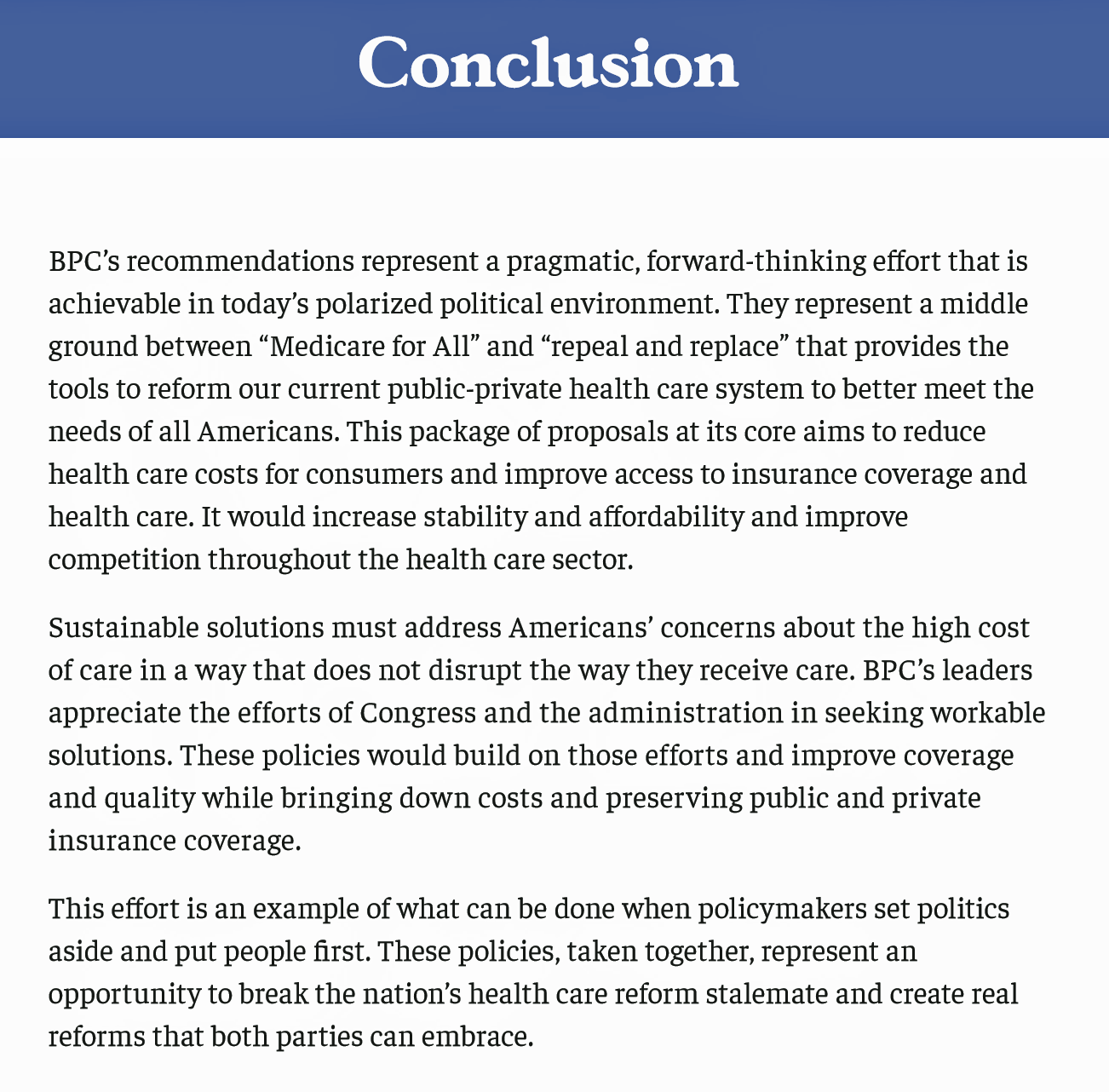 BPC Health Reform 2020 Conclusion HealthPopuli BPC Health Reform 2020 Conclusion HealthPopuli